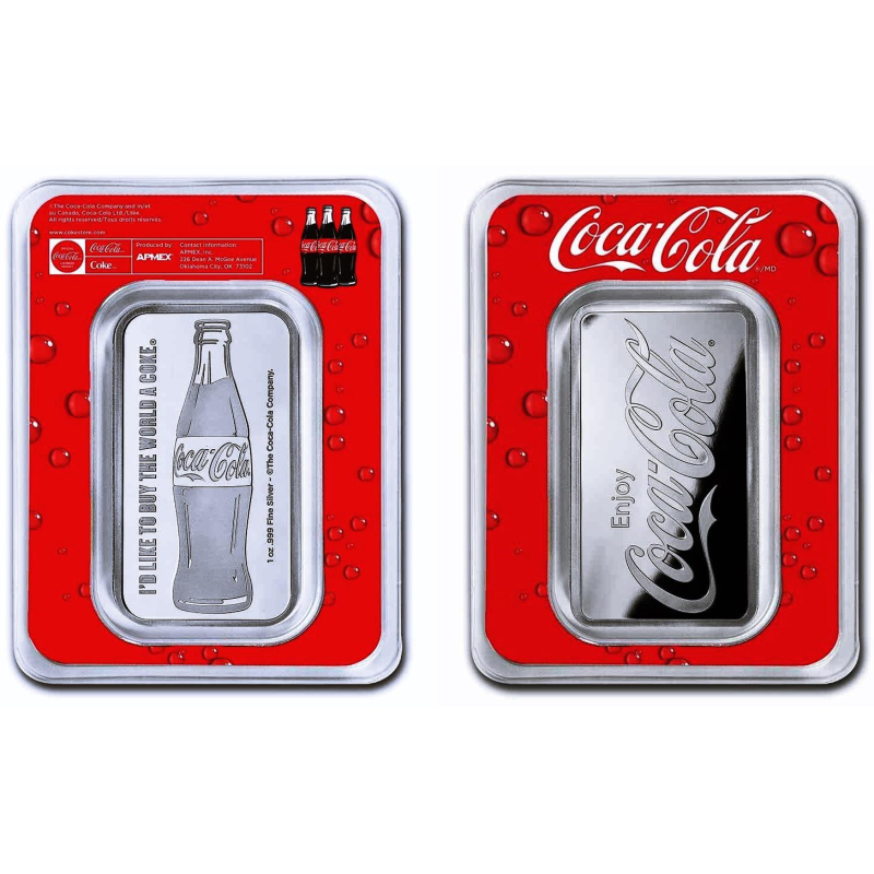NEU* 1 oz Silber Barren 2023 BU - COCA COLA - Coin Card TEP - USA ...