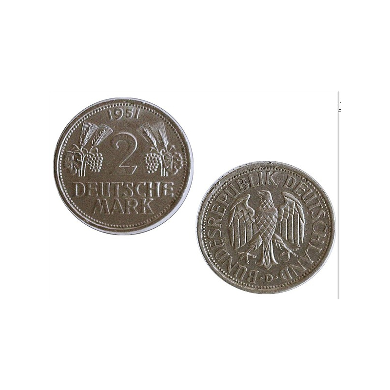 2 DM Deutsche Mark 1951 - TRAUBEN & ÄHREN - Historische Münze der Bun ...